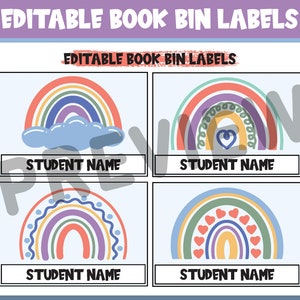 Editable Pastel Rainbow Book Bin Labels: 16 Customizable Designs for ...