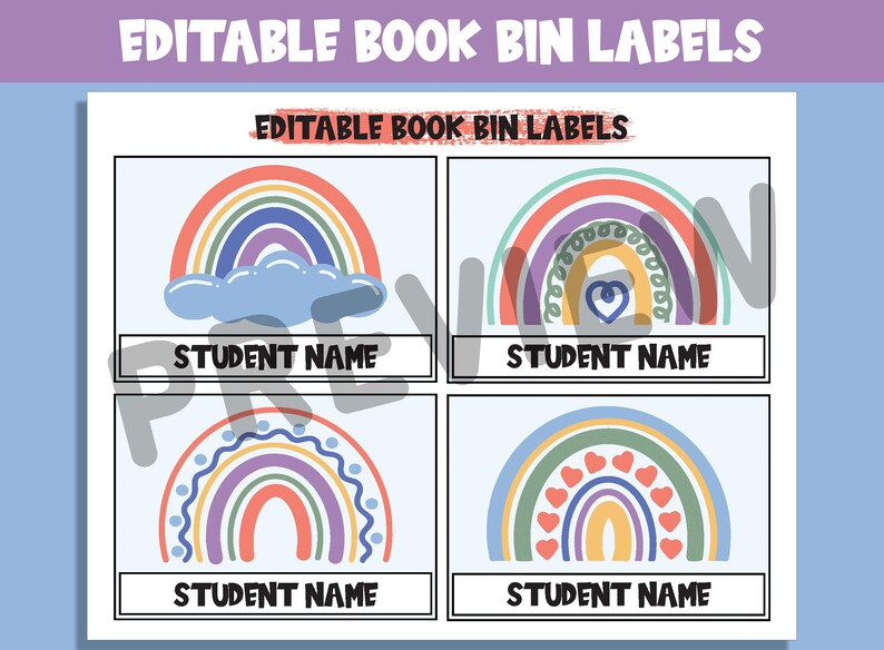 Editable Pastel Rainbow Book Bin Labels: 16 Customizable Designs for ...