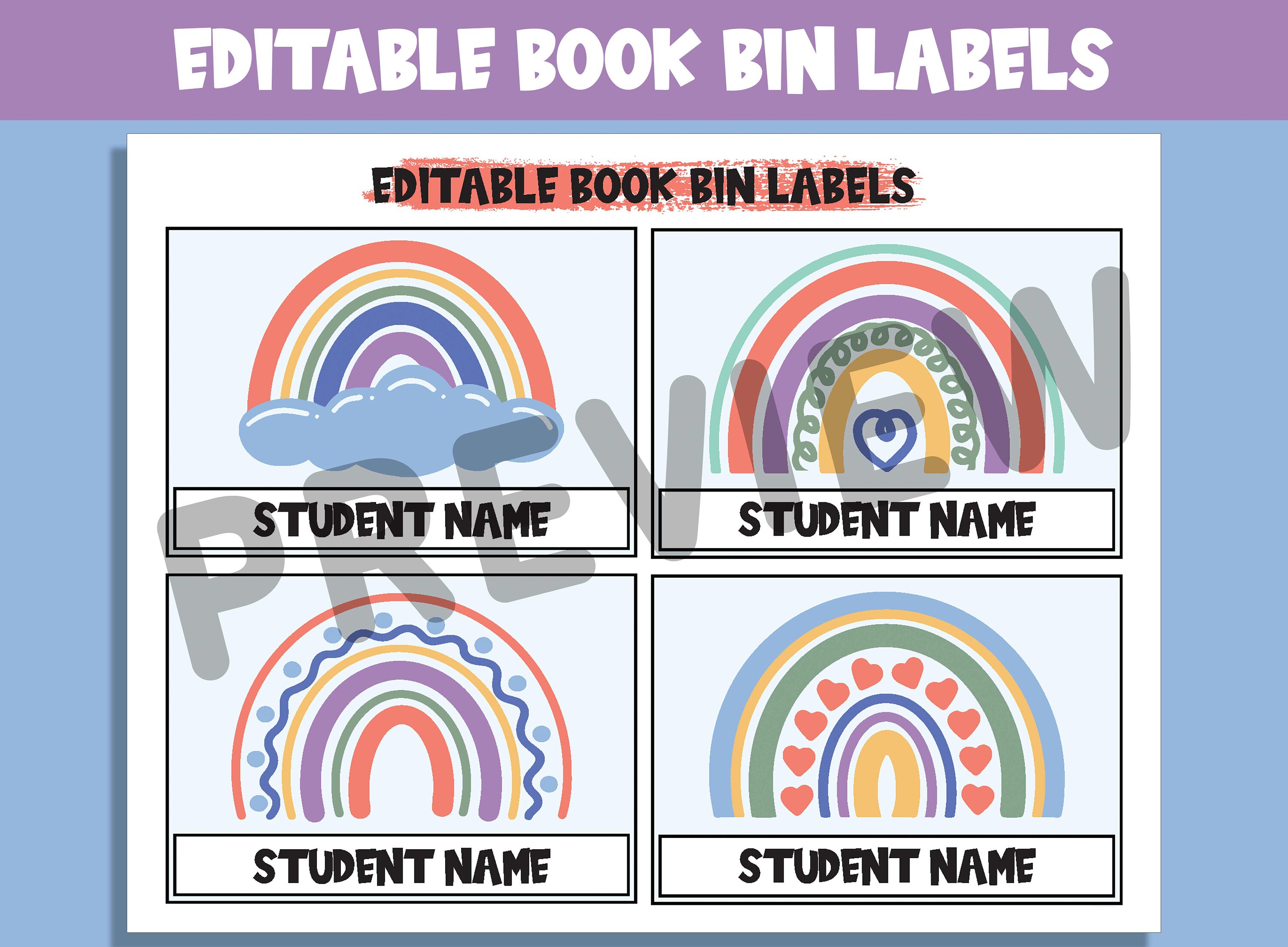 Editable Pastel Rainbow Book Bin Labels: 16 Customizable Designs for ...