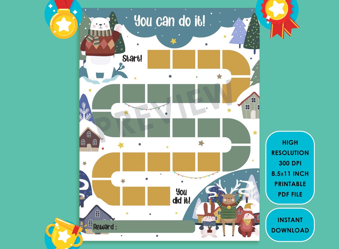 Printable Christmas Reward Chart Santa Claus/winter/snowman - Etsy