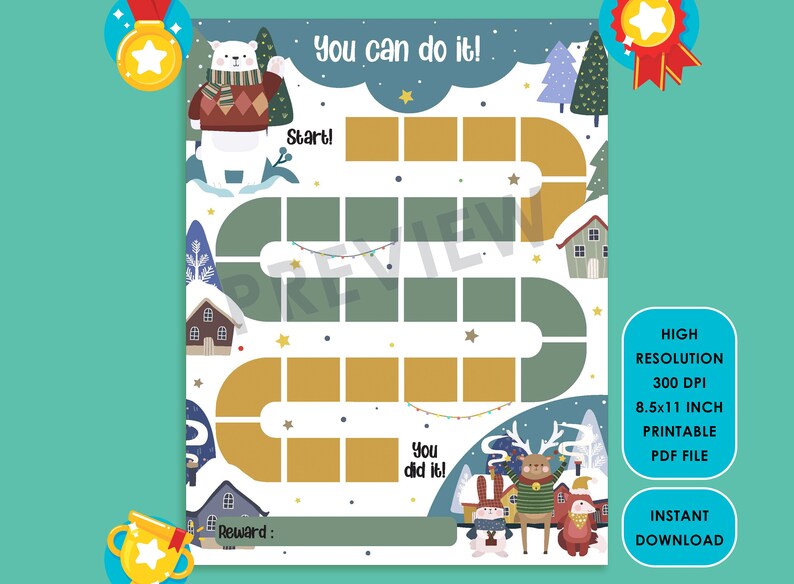 Printable Christmas Reward Chart Santa Claus/winter/snowman - Etsy