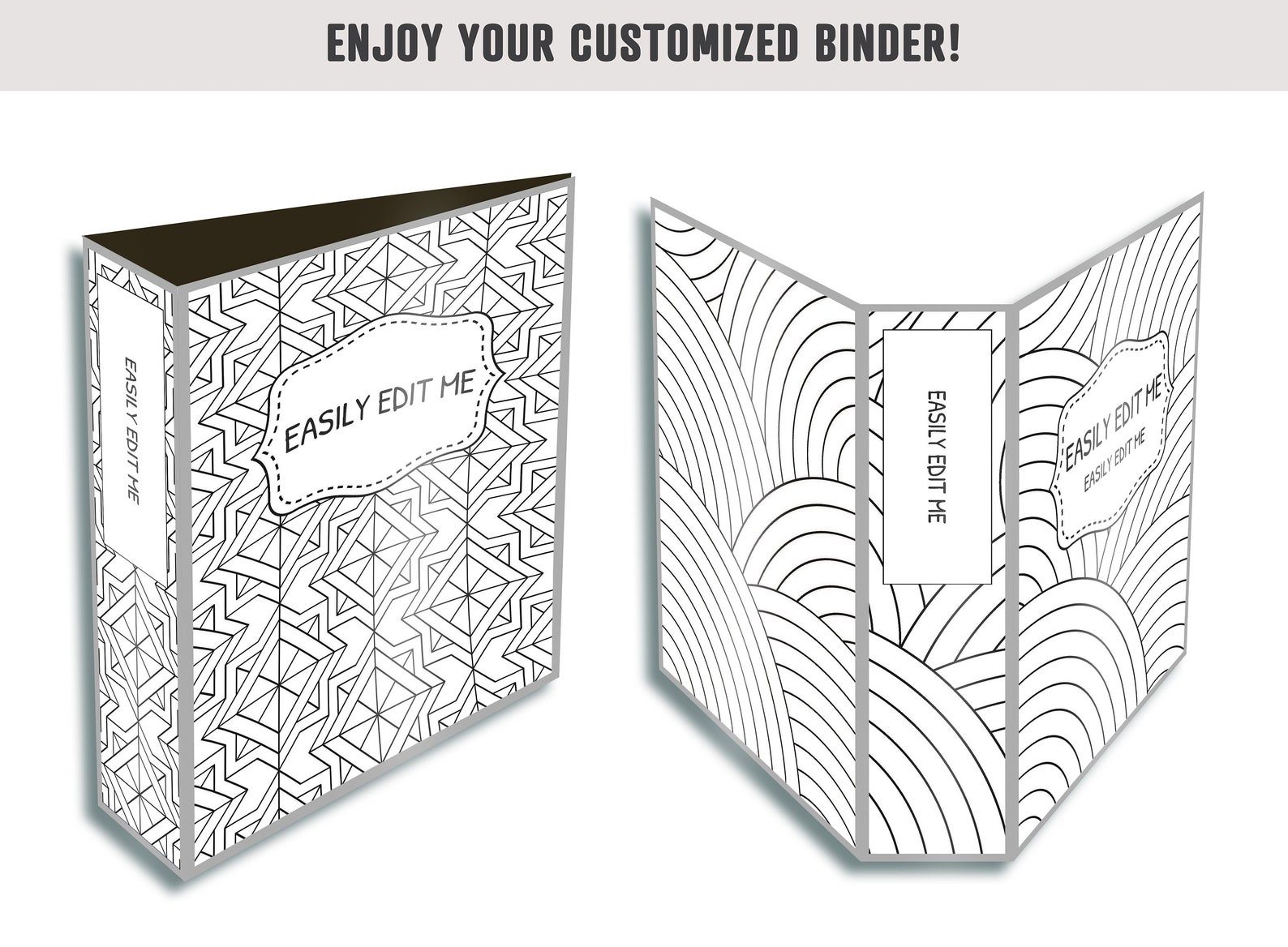 Binder Cover Black and White 10 Coversspines Binder Cover - Etsy