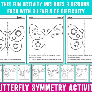 Butterfly Symmetry Activity, Butterflies Line of Symmetry Activity, 24 ...