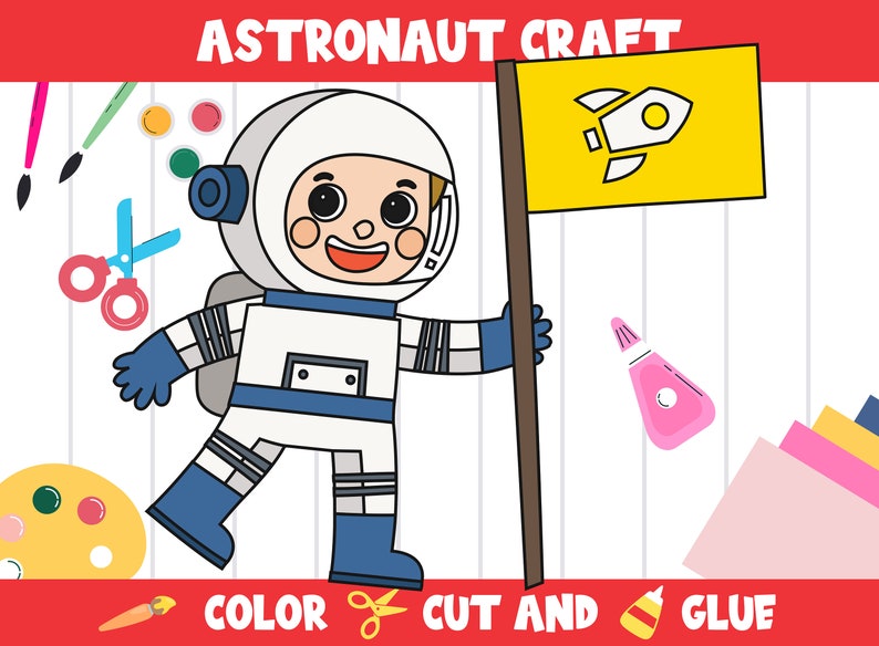 Cute Astronaut Craft Activity Color, Cut, and Glue for Prek to 2nd ...
