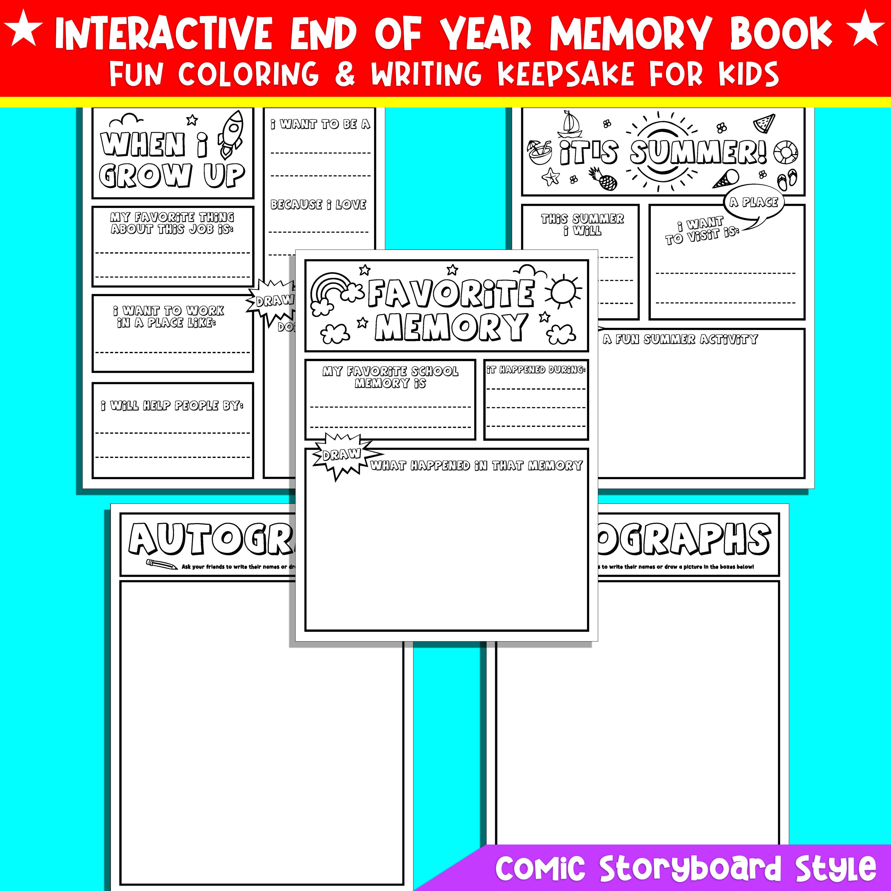 Sixth Grade (6th Grade) End of the Year Memory Book, Fun Comic Writing ...