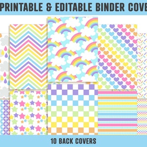 Sweet Rainbow Binder Cover, 10 Printable & Editable Binder Covers ...