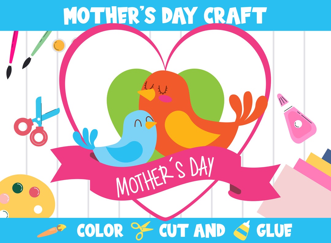 Mother's Day Craft Activity - Color, Cut, and Glue for Prek to 2nd ...