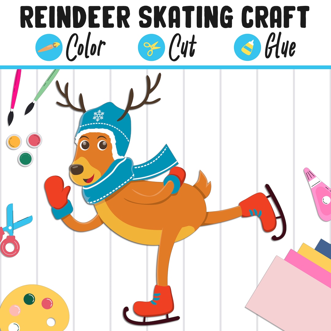 Reindeer Skating Craft : Color, Cut, and Glue, a Fun Activity for Pre K ...