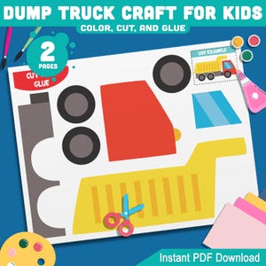 Dump Truck Craft for Kids: Fun Color, Cut, and Glue Activity for Prek ...