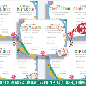 Preschool Certificate End of the Year, Editable Preschool Certificates ...