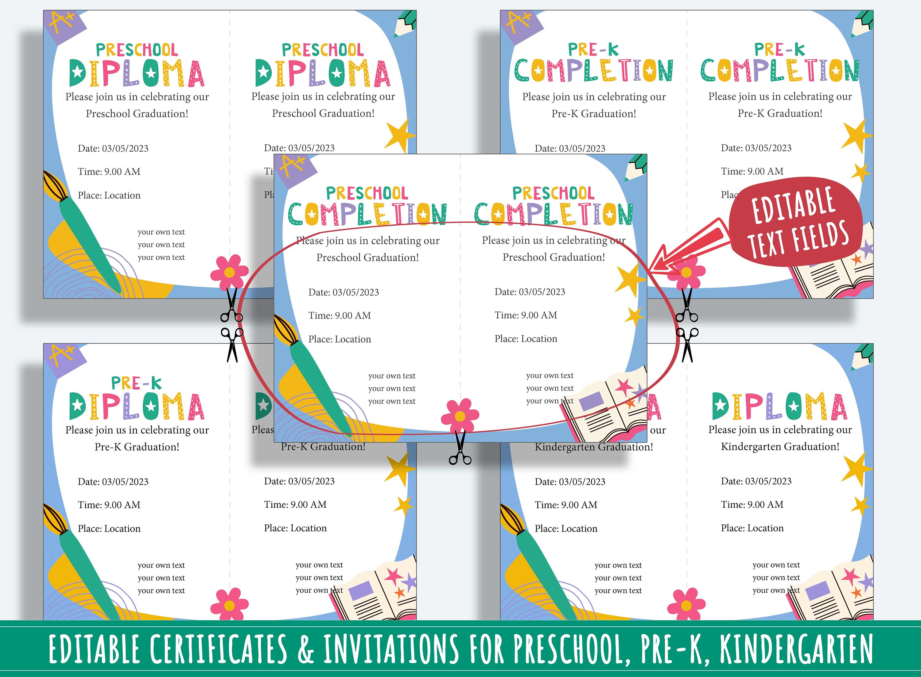 Preschool Certificate End of the Year, Editable Preschool Certificates ...