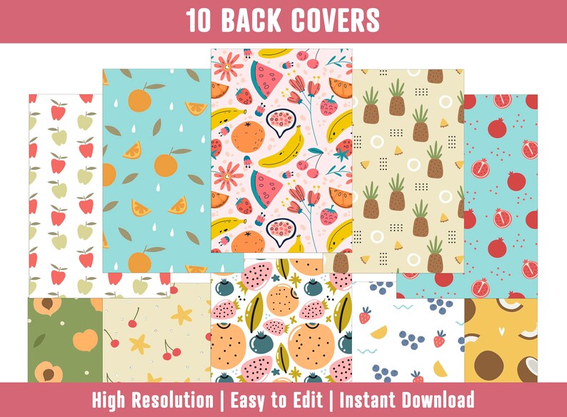 Powerpoint Binder Covers, 10 Printable/editable Fruit Binder Covers ...