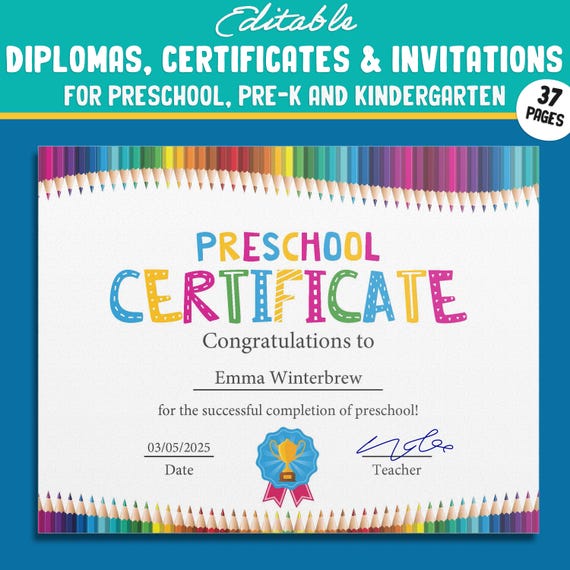 Preschool Certificates And Awards