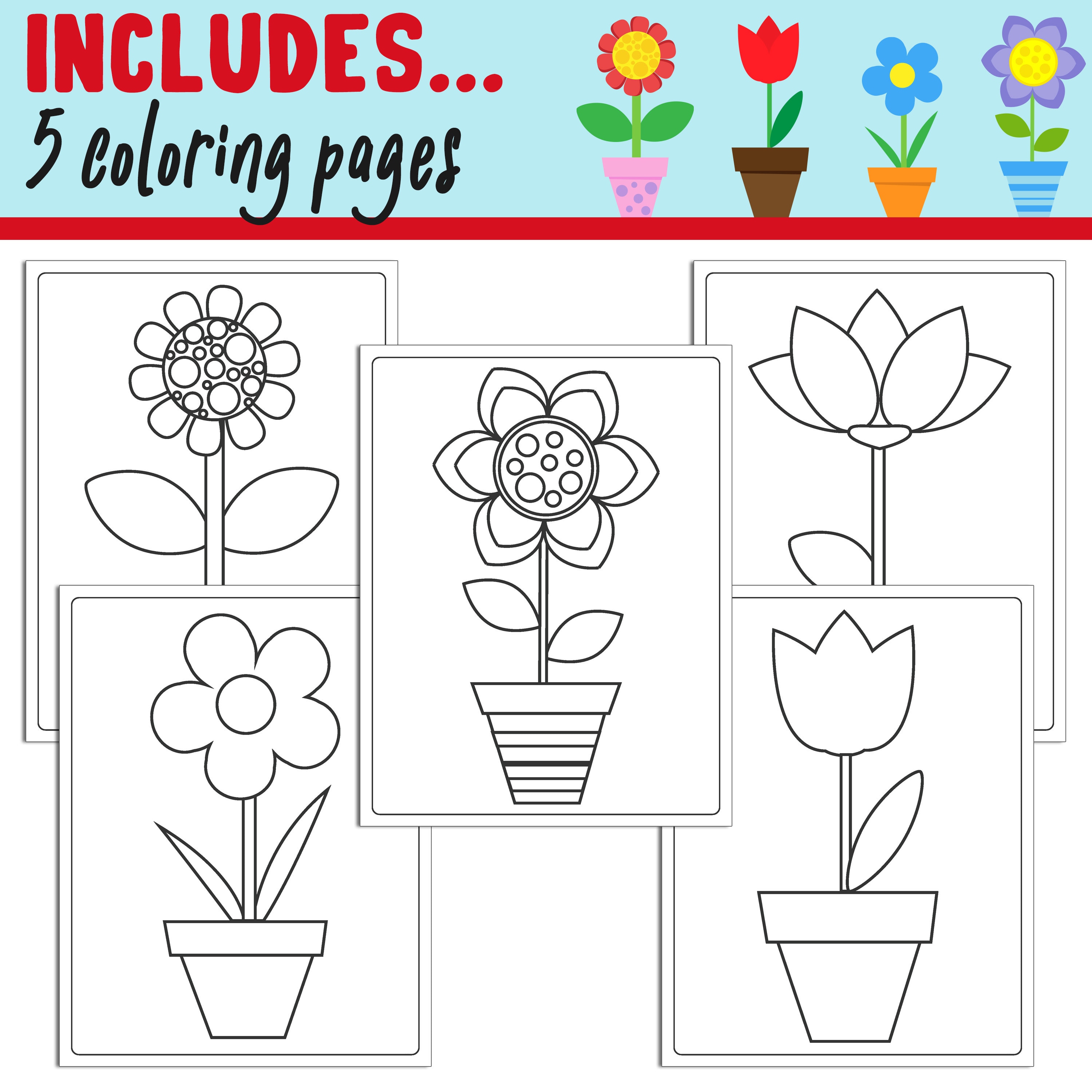 How to Draw a Flower in a Pot for Kids, Directed Drawing Step by Step ...