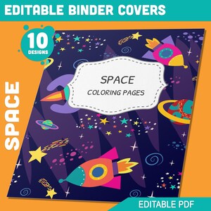 Space, Planets, Rockets, Aliens Binder Cover, 10 Printable & Editable ...