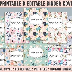 Flower Binder Cover 10 Printable & Editable Binder Covers - Etsy