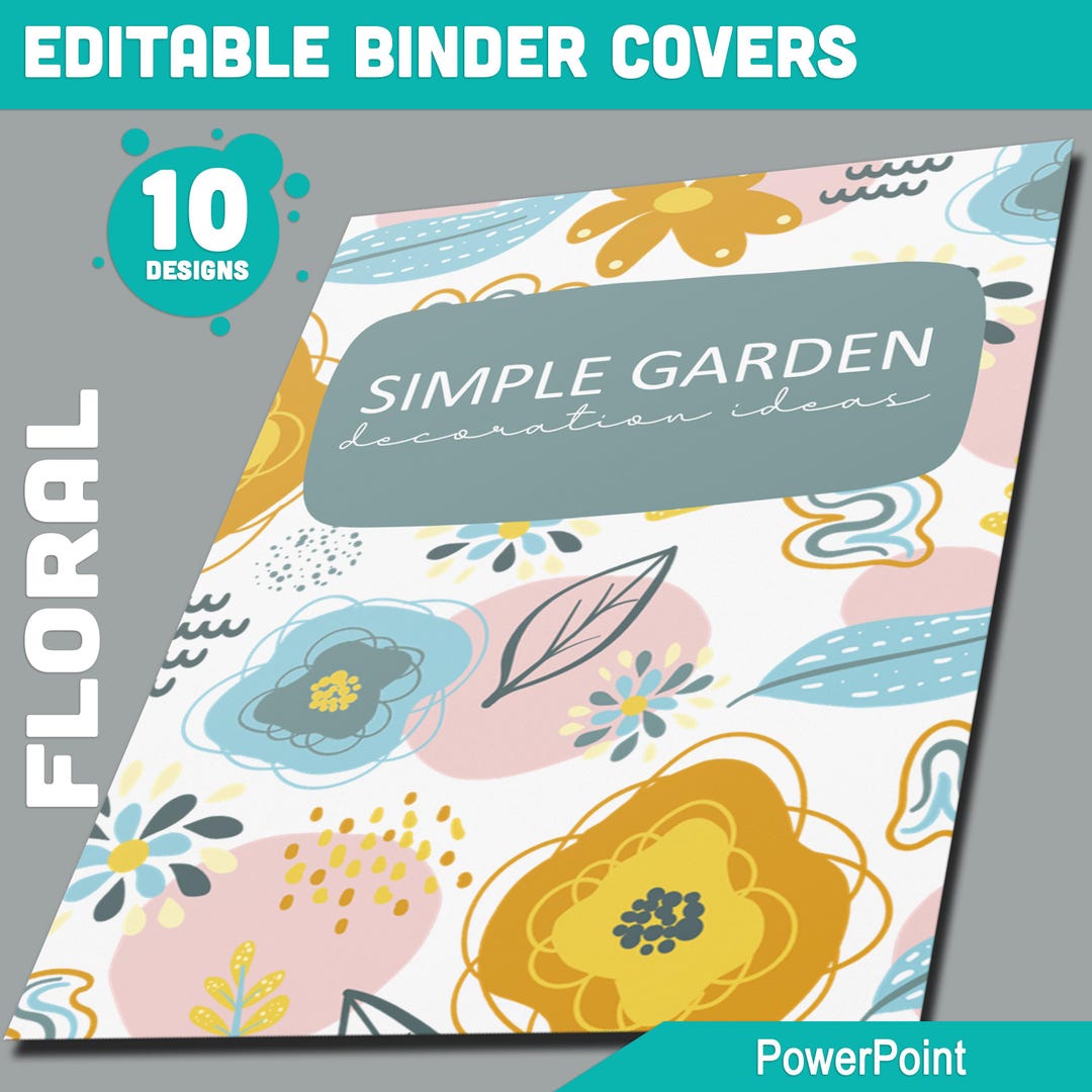 Powerpoint Binder Covers, 10 Printable/editable Abstract Floral Covers ...