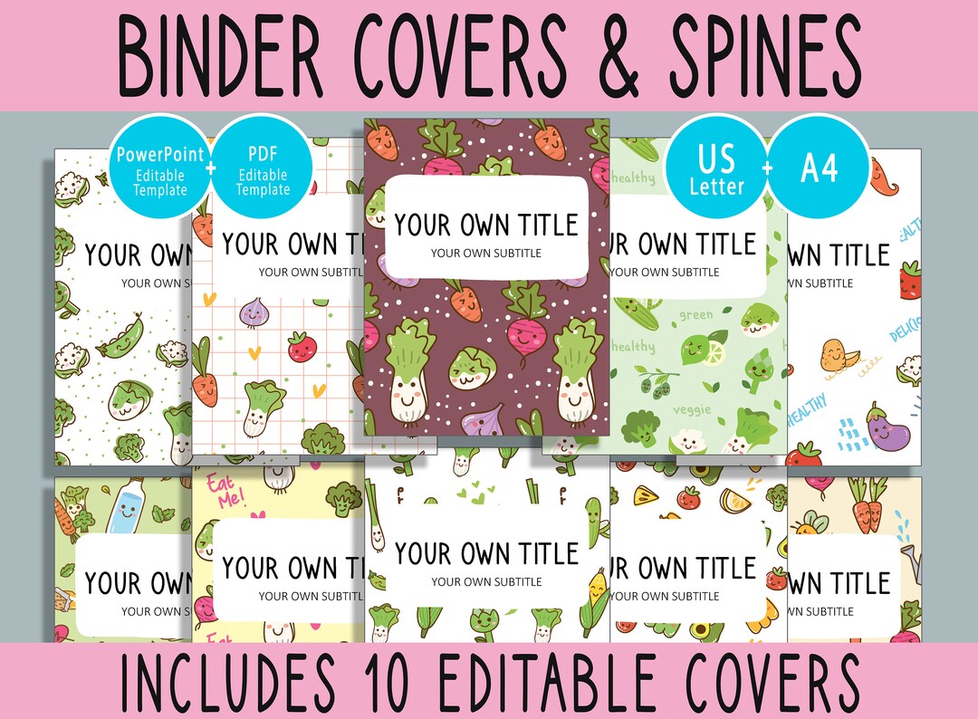10 Editable Vegetable Binder Covers Includes 1 1.5 2 - Etsy