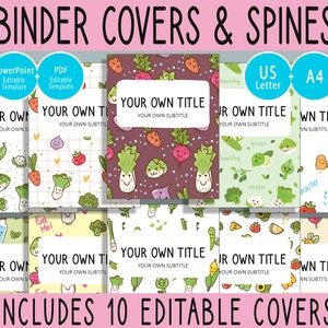 10 Editable Vegetable Binder Covers, Includes 1, 1.5, 2" Spines ...