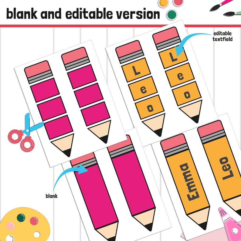 Pencil Name Craft Activity: Back to School Bulletin Board, 40 Pages, 2 ...