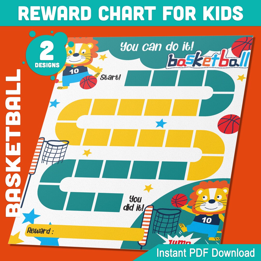 Exciting Printable Basketball Reward Chart for Kids, 2 Fun Designs for ...