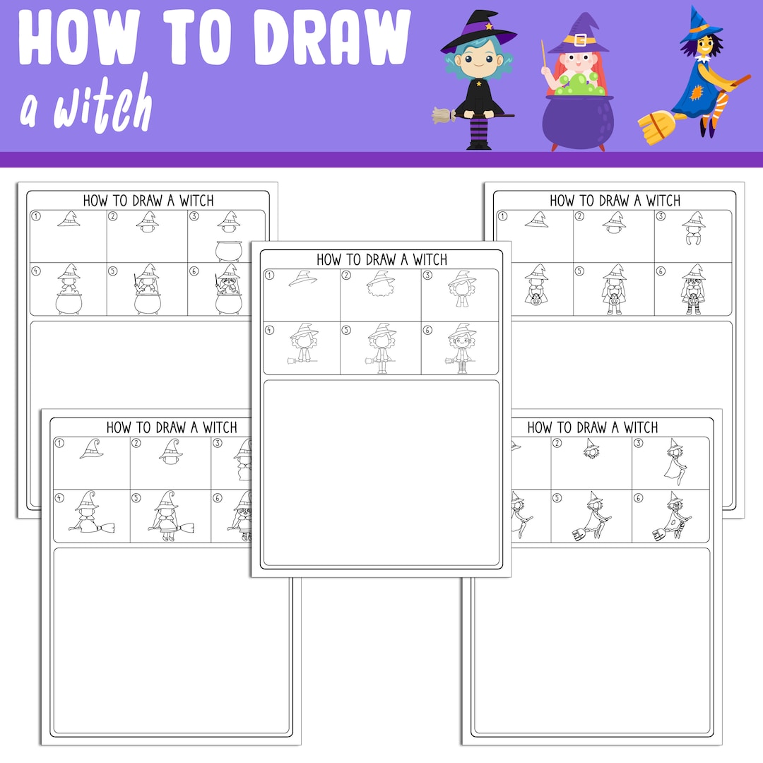 Learn How to Draw a Witch for Kids: Directed Drawing Step by Step ...