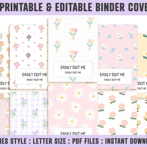Flower Binder Cover, 10 Covers+spines, Binder Cover Printable, Editable ...
