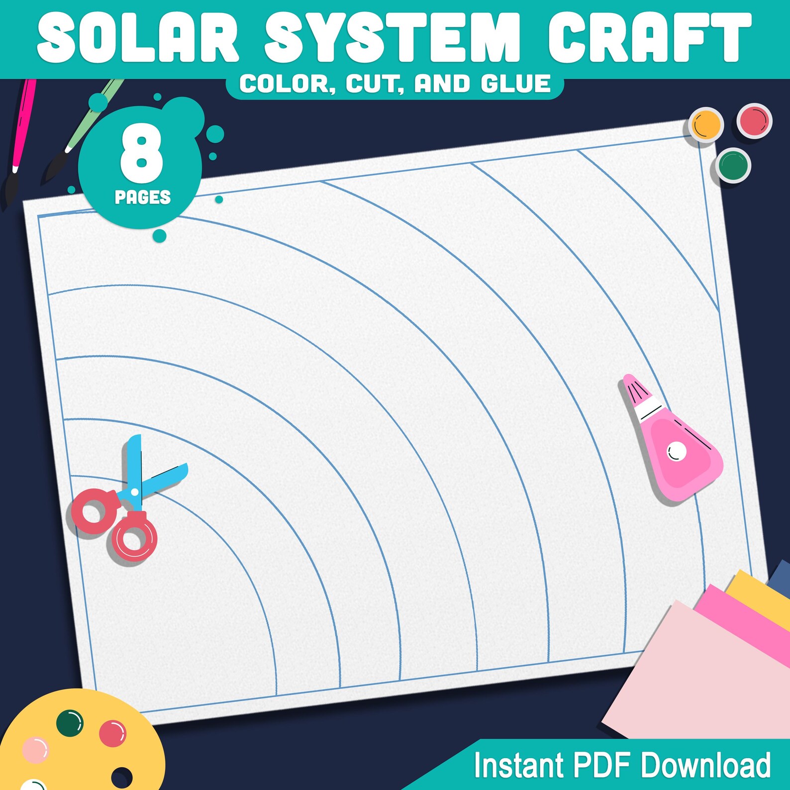 Solar System Paper Craft: 8 Pages of Fun Color, Cut & Glue, Includes ...