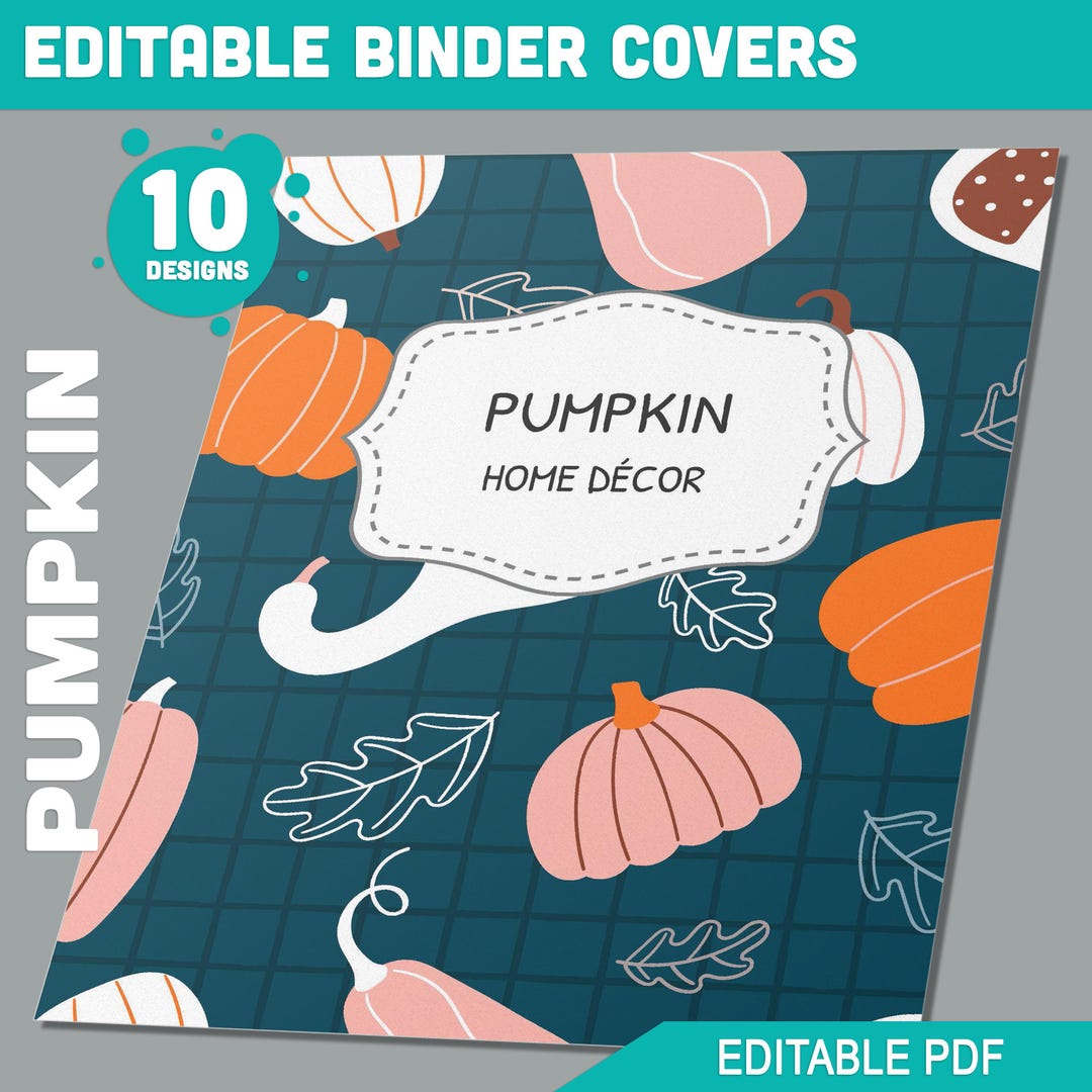 Pumpkins Binder Cover, 10 Printable/editable Binder Covers+spines ...