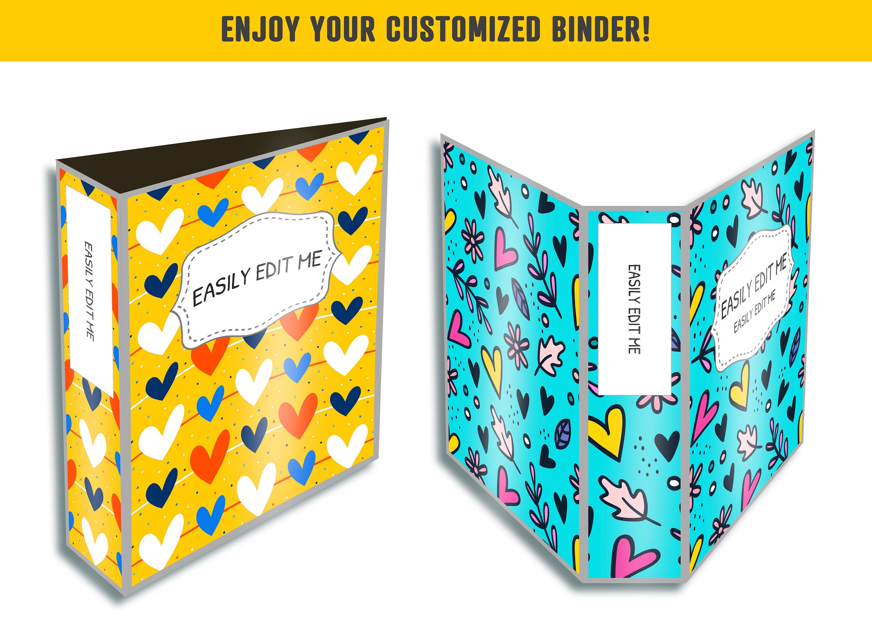 Printable Binder Cover, 10 Editable Coversspines, Binder Inserts ...