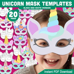 Printable Unicorn Mask Templates: Fun DIY Face Masks for Kids Birthdays ...