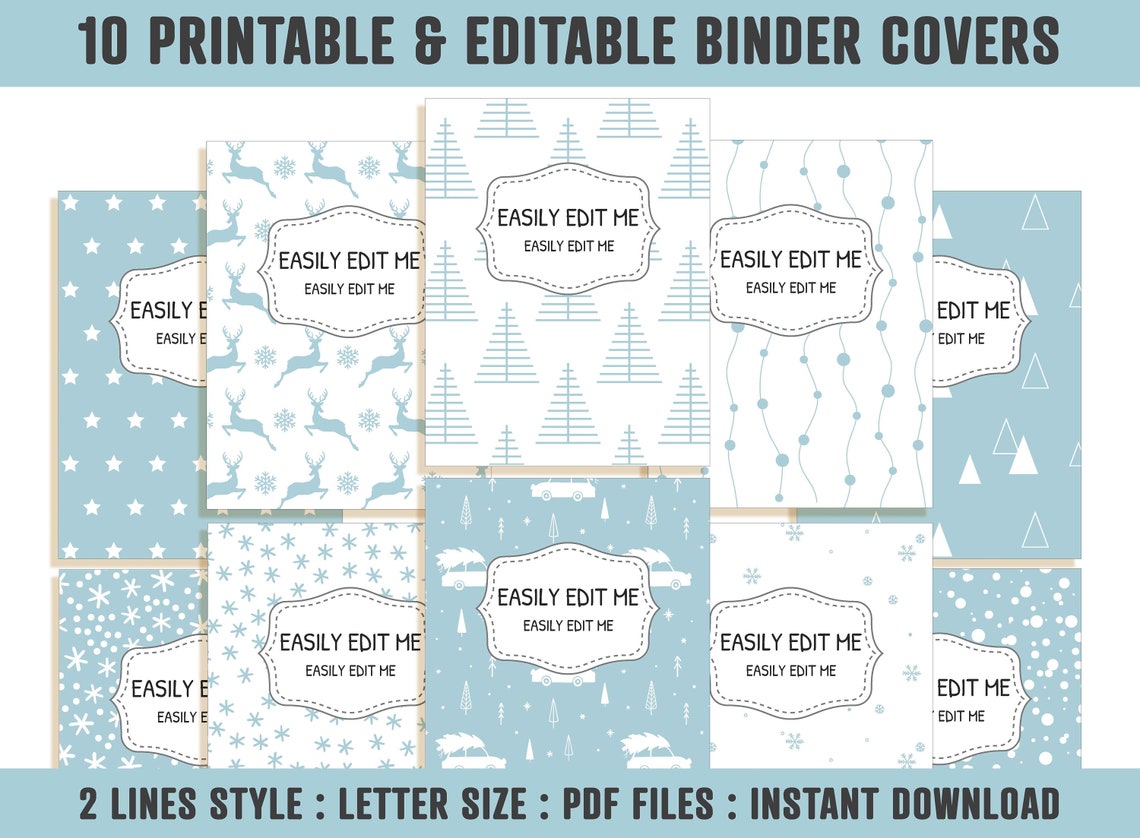 Holiday Planner Cover 10 Editable Binder Covers and Spines - Etsy