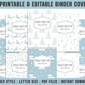 Holiday Planner Cover, 10 Editable Binder Covers and Spines Winter ...