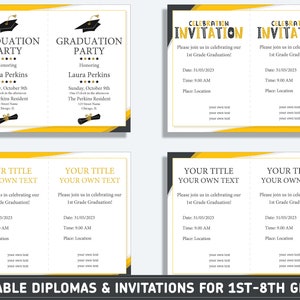 Editable Seventh Grade Diploma, 1st to 8th Grade Diploma, Certificate ...