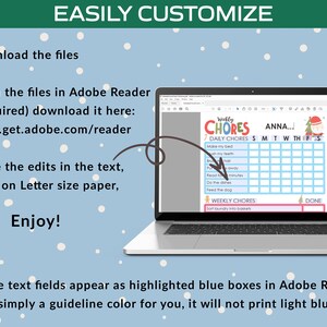 Christmas Chore Chart for Kids: 8 Printable and Editable Responsibility ...