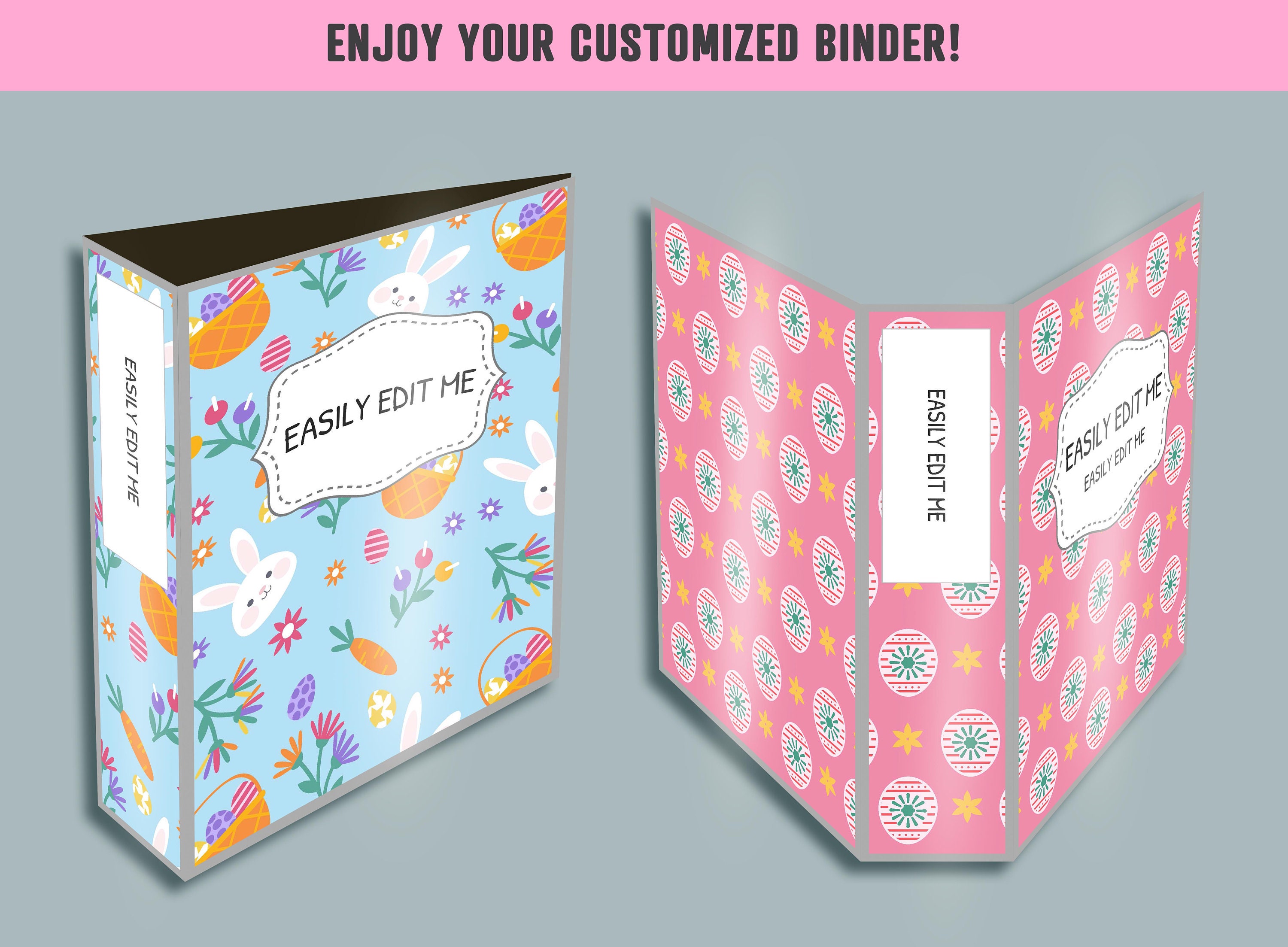 Easter Binder Cover, 10 Printable/editable Binder Covers + Spines ...