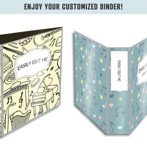 Binder Cover Music, 10 Printable/editable Covers+spines, Teacher/school ...