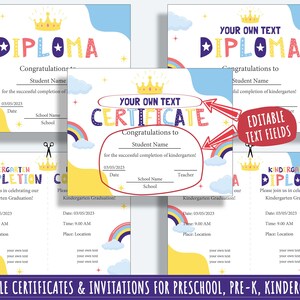 Certificate of Achievement, Editable End of Year Diplomas, Certificates ...