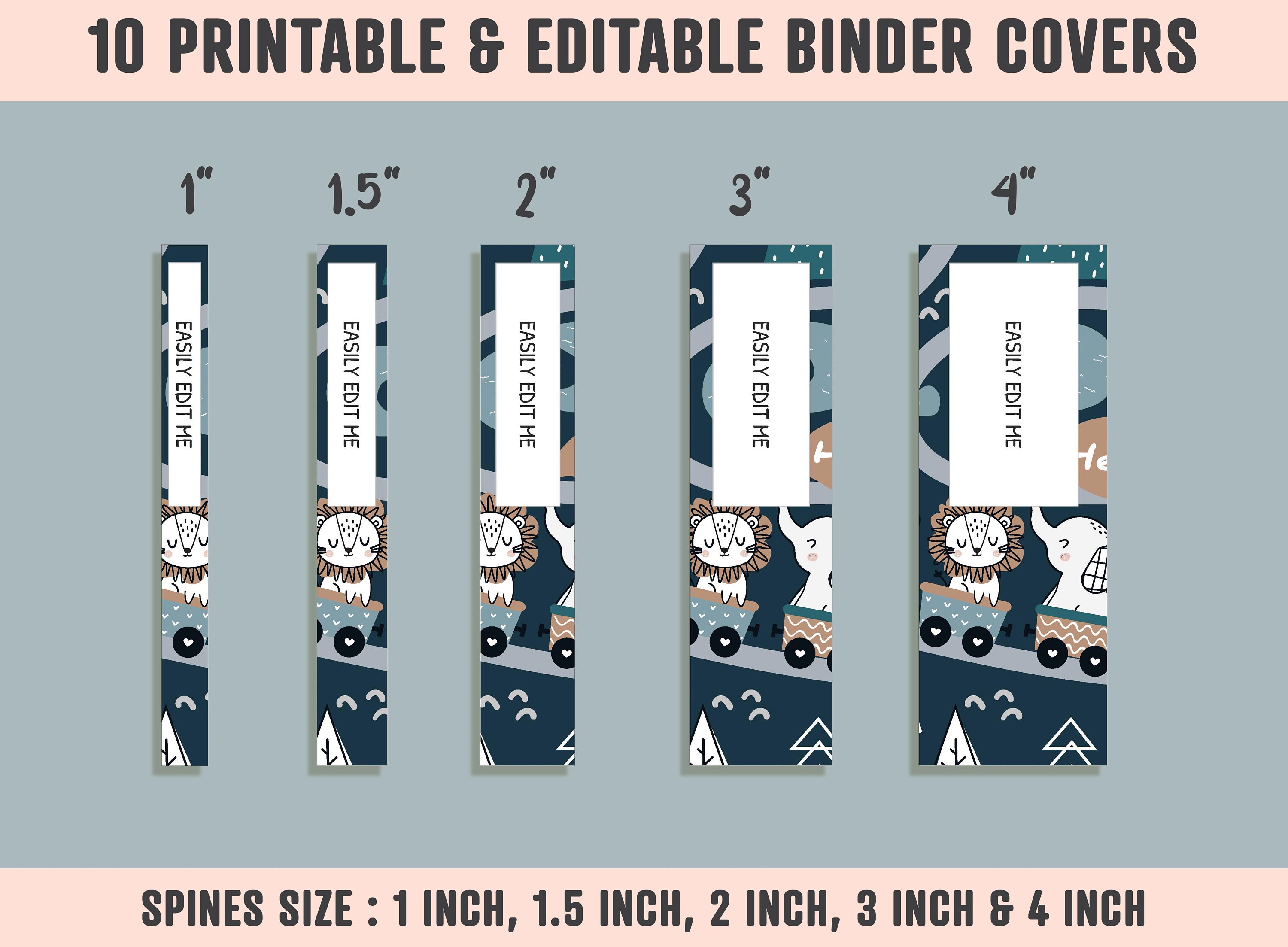 Cute Animal Binder Cover, 10 Printable & Editable Binder Covers Spines ...