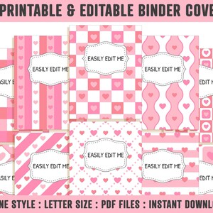 Valentine Binder Covers, 10 Printable & Editable Binder Covers+spines ...
