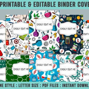 Science Pattern Binder Cover, 10 Printable & Editable Binder Covers ...