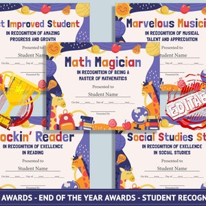 Editable Funny Classroom Awards, End of the Year Classroom Awards ...