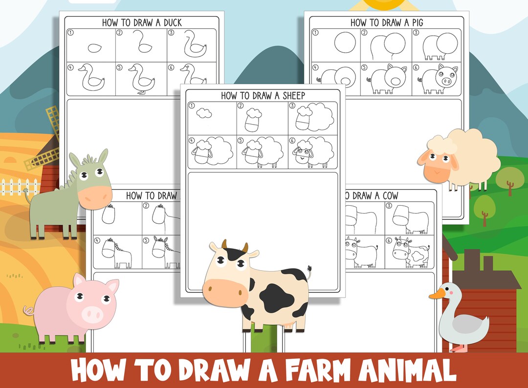 Learn How to Draw Farm Animals (sheep, Cow, Pig, Horse, Dug), Directed ...