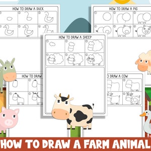 Learn How to Draw Farm Animals (sheep, Cow, Pig, Horse, Dug), Directed ...