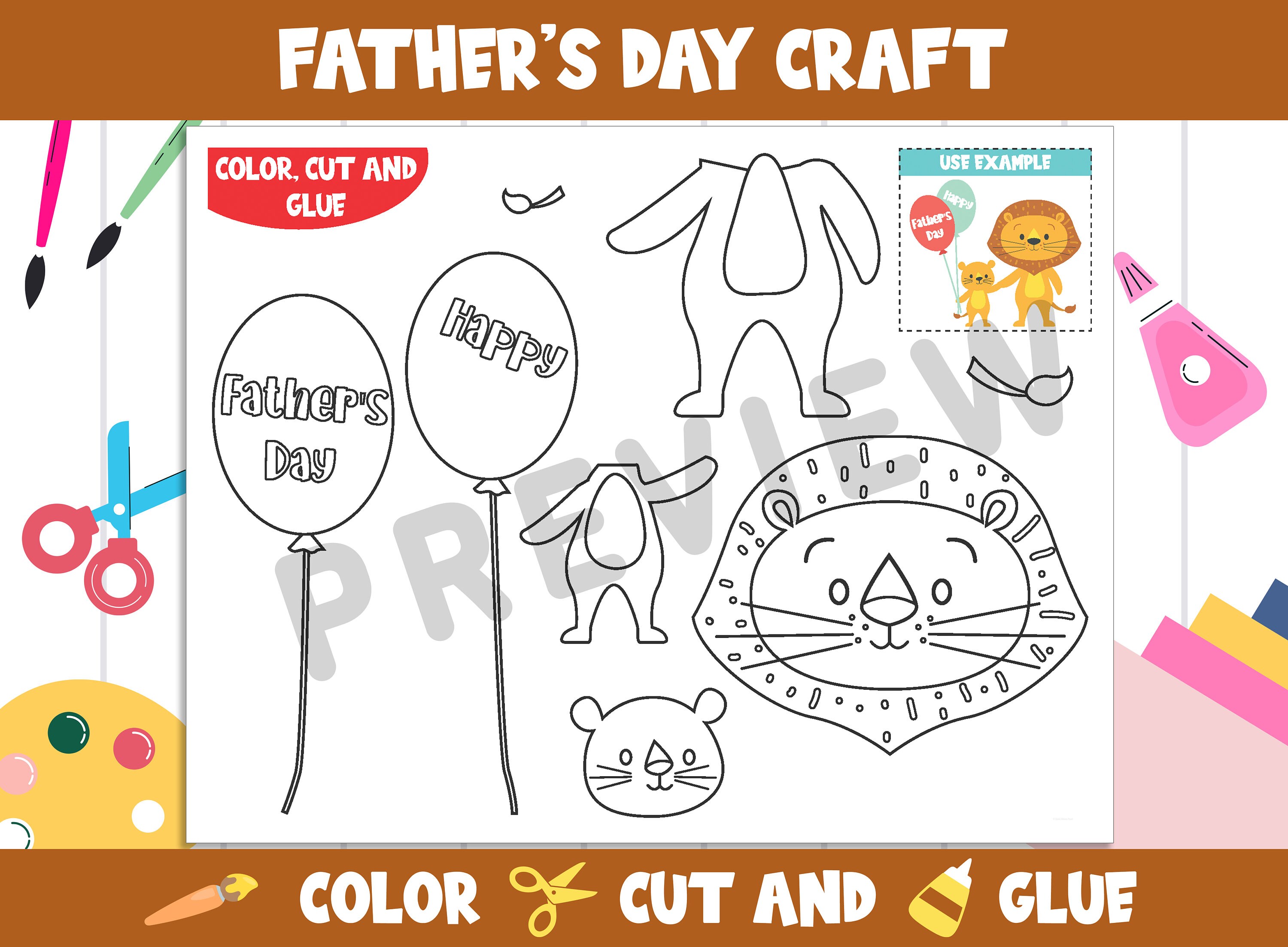 Father's Day Craft Activity Color, Cut, and Glue for Prek to 2nd Grade ...