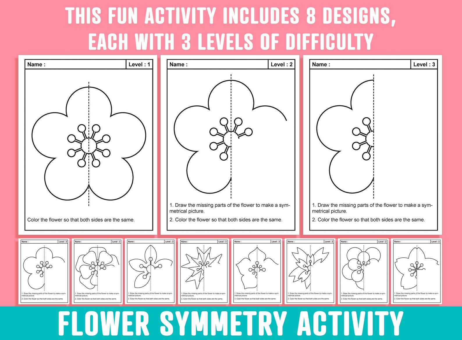 Flower Symmetry Worksheet, Sakura Flower Theme Lines of Symmetry ...