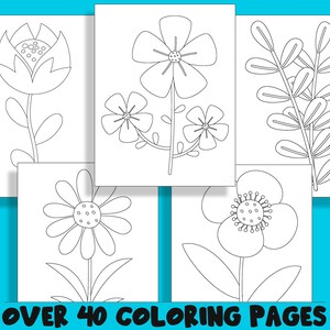 Flowers Leaves Coloring Book, 40 Printable Coloring Pages for Kids a ...