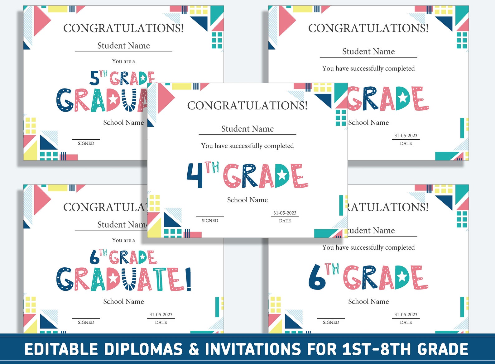 Editable 2nd Grade Diploma 1st to 8th Grade Diploma - Etsy