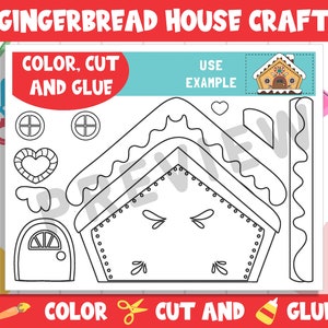 Gingerbread House Craft Activity - Color, Cut, and Glue for Prek to 2nd ...