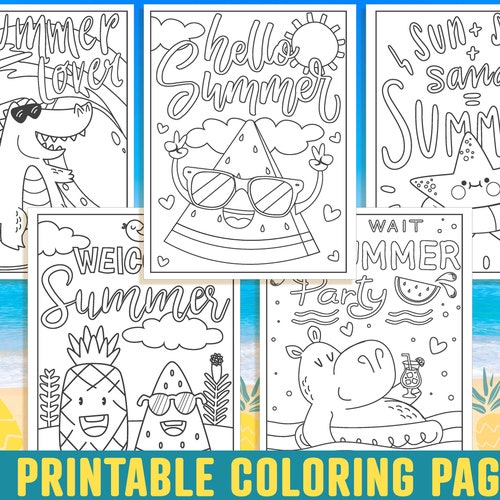 Summer Coloring Pages 26 Printable Summer Holiday Coloring - Etsy